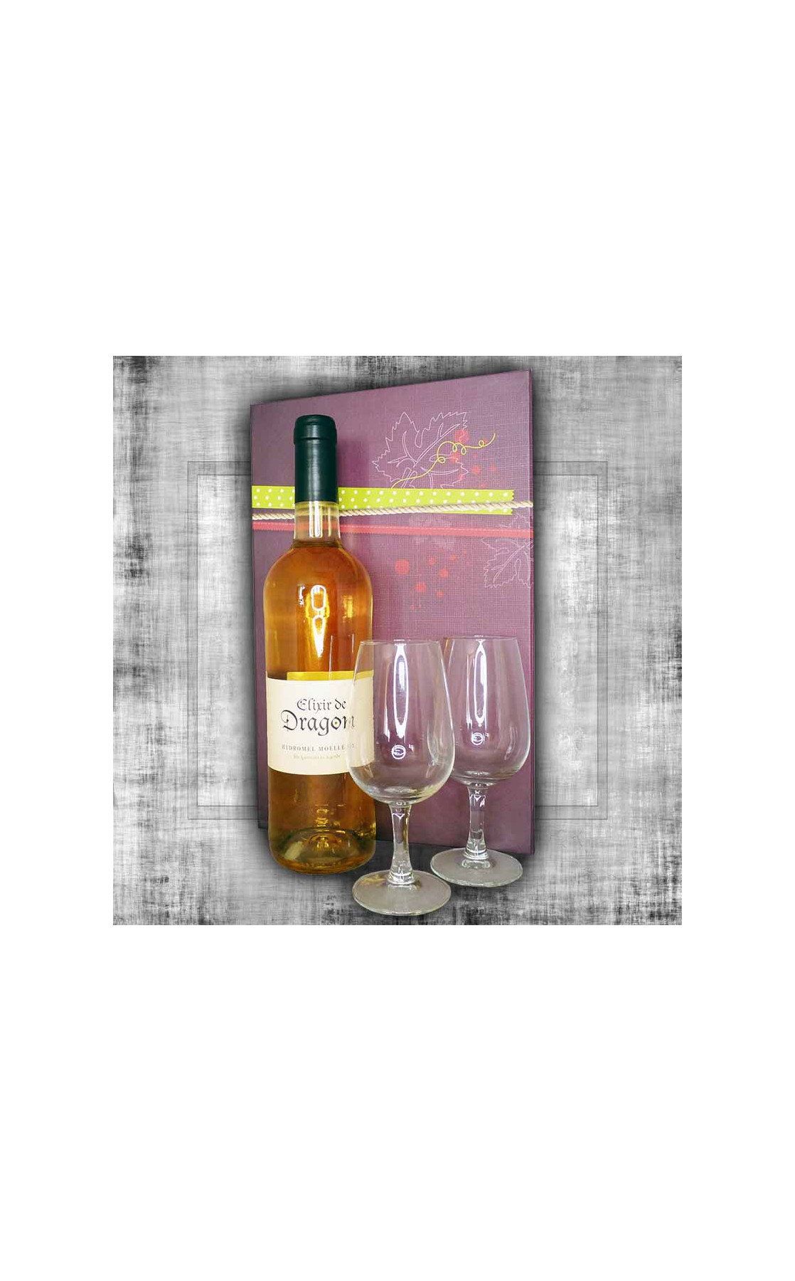 Elixir de Dragon mead set with 2 x 20 cl wine glasses